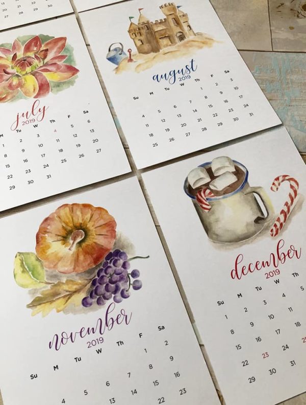 2019 Watercolor Calendar: The Perfect Holiday Gift - Ideas for the Home