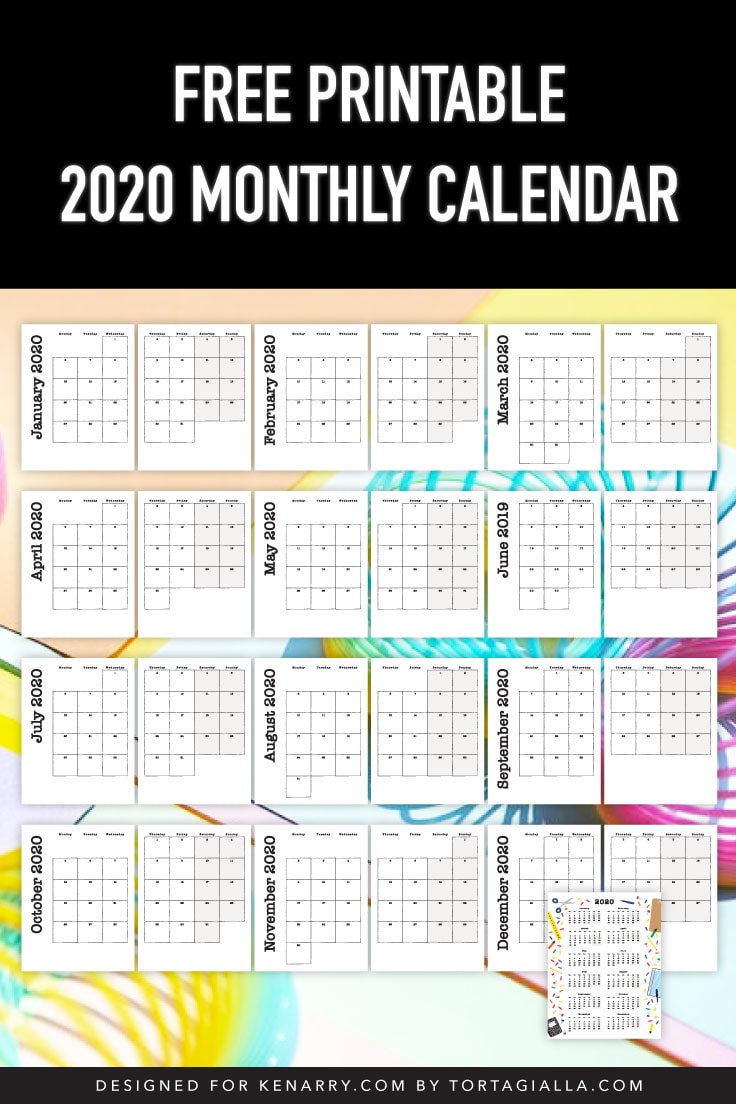 2020 Monthly Calendar Printable For Kids - Ideas for the Home