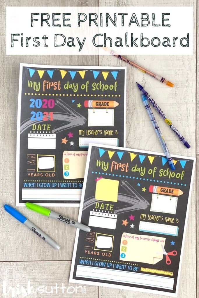 First Day of School Chalkboard About Me Free Printable