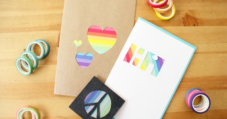 Handmade Rainbow Washi Tape Card Tutorial - Ideas for the Home