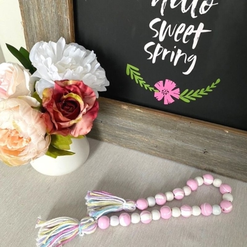 How To Make A DIY Spring Wood Bead Garland With Pastel Colors