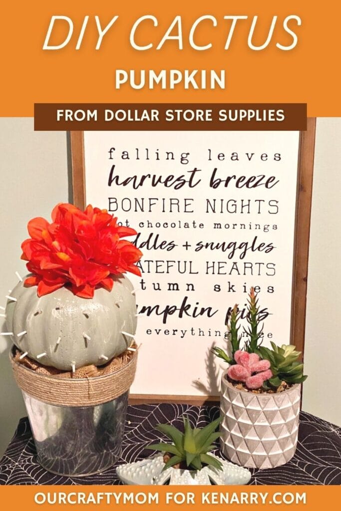 DIY Cactus Pumpkin Made With Dollar Store Supplies